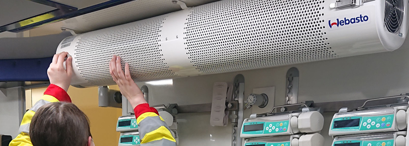 HEPA air filter system by Webasto in an intensive care ambulance of ASB ...